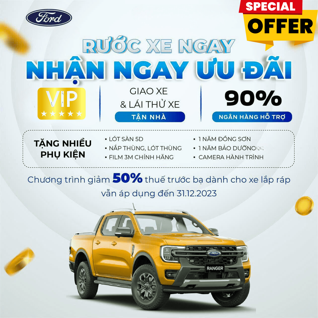 Giá lăn bánh Ford Ranger 2023 - Xe bán tải - Cập nhật tháng 09/2023